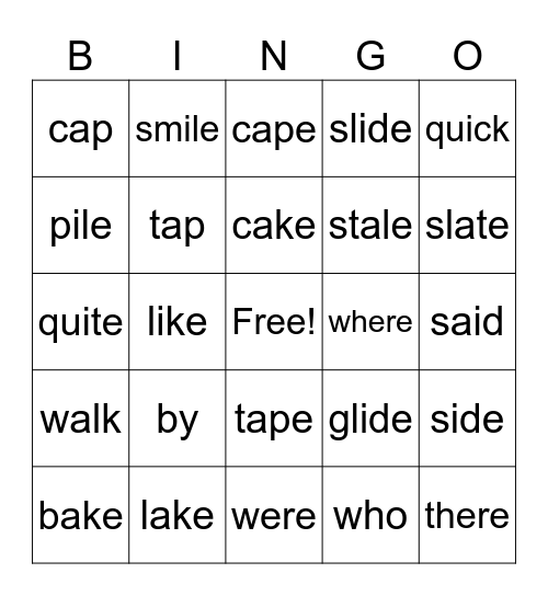 UFLI Words Bingo Card
