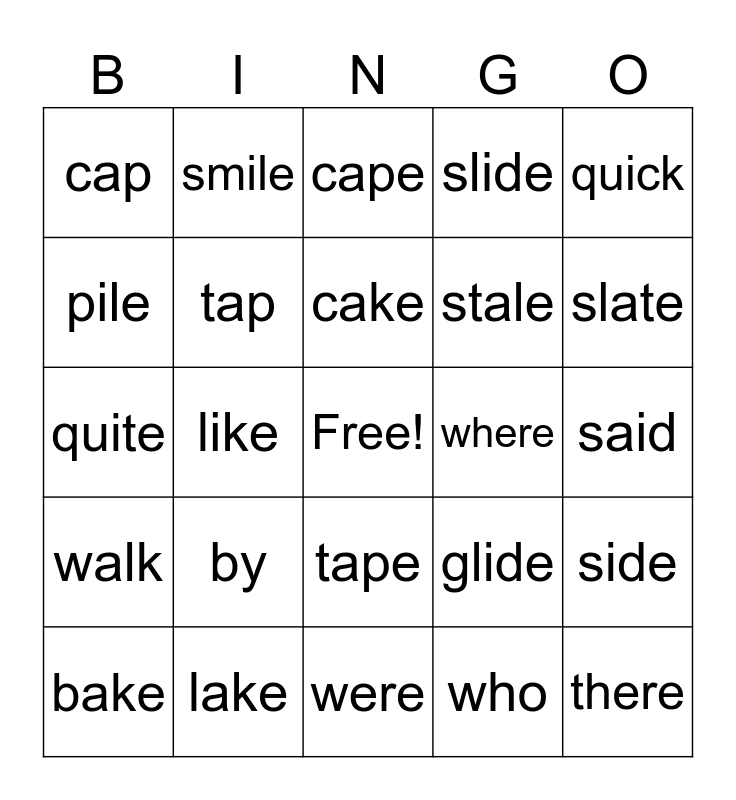 UFLI Words Bingo Card