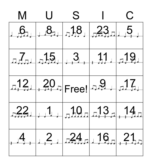 Dictation Bingo Card