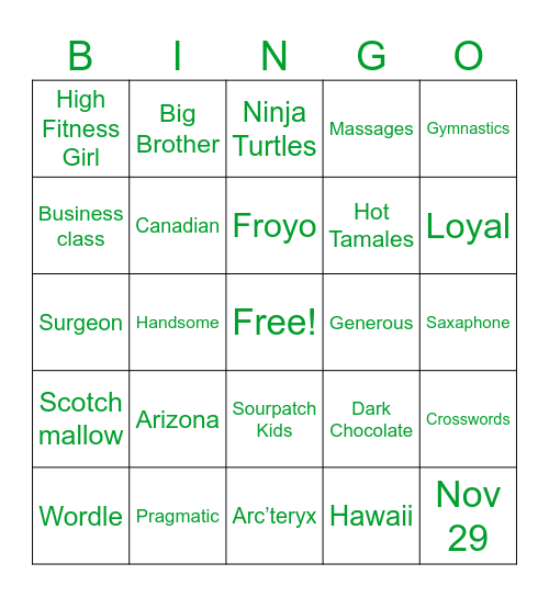 DANIEL Bingo Card