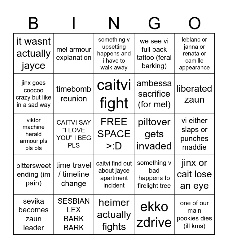 Arcane act III bingo Card