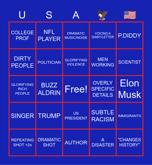 USA WORLD HISTORY Bingo Card