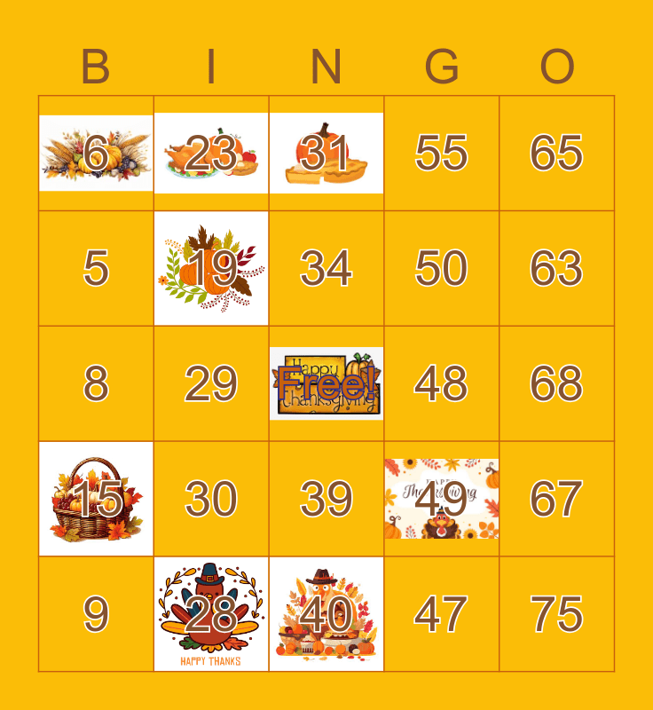 Thanksgiving B-I-N-G-O Bingo Card