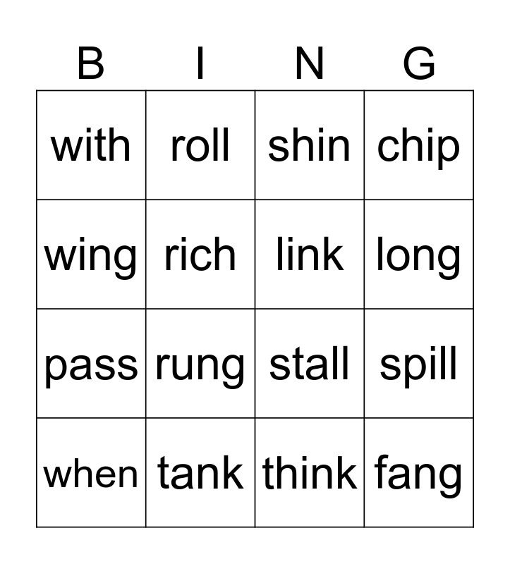 UFLI Review up to #52 Bingo Card