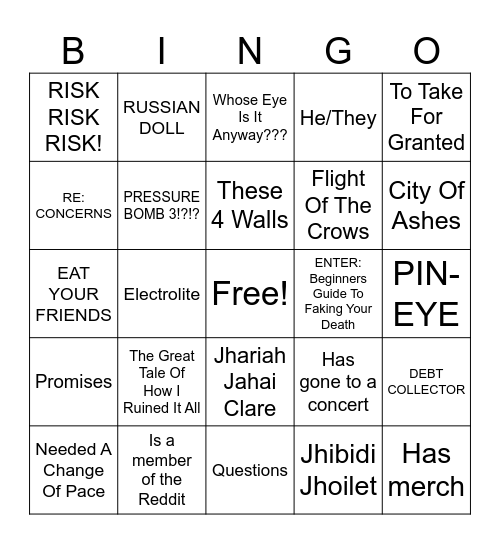 JHARIAH BINGO Card