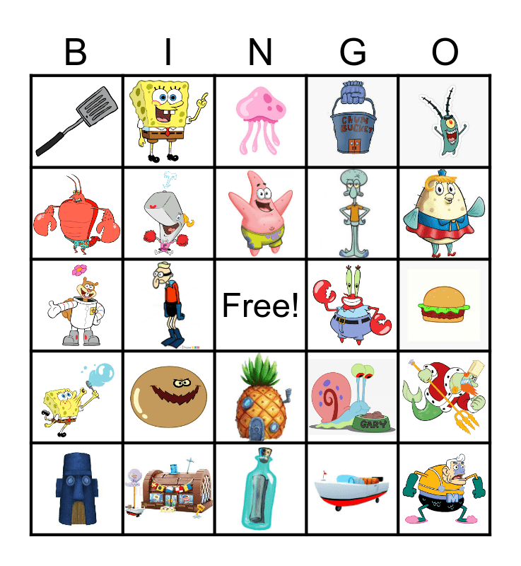 Sponge Bob Bingo Card