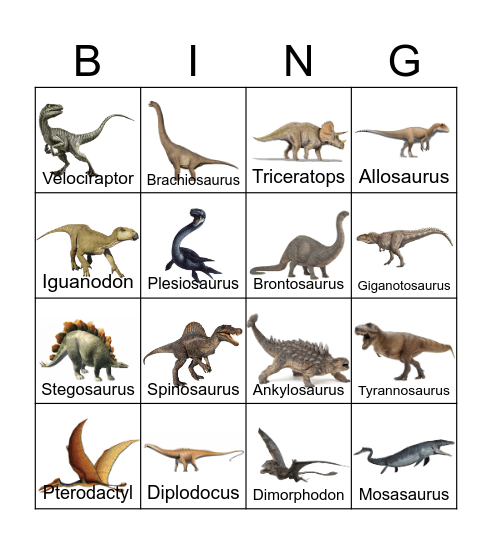 Dinosaurs Bingo Card