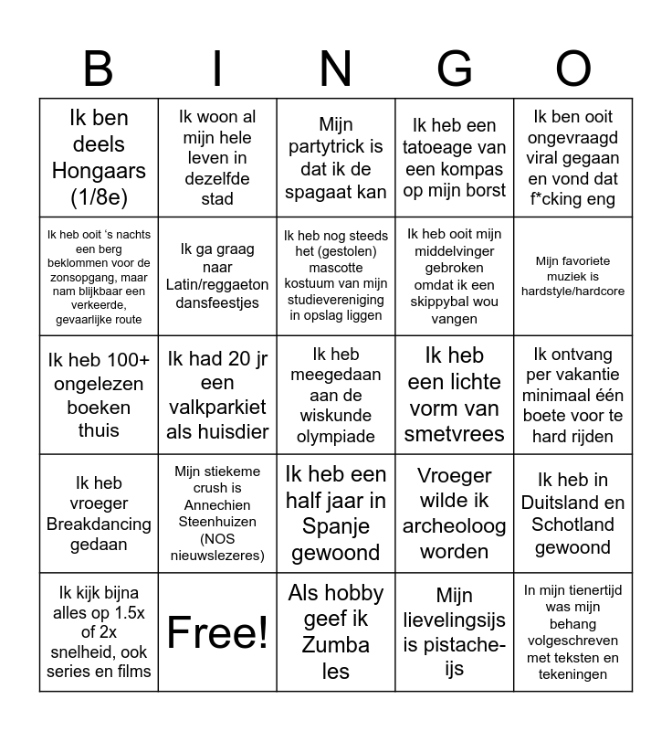 Robin v.S. Bingo Card