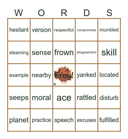 Thankful to Grow My Vocabulary (Bingo!) Bingo Card
