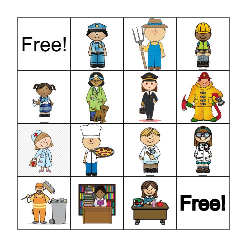 Community helper Bingo Card