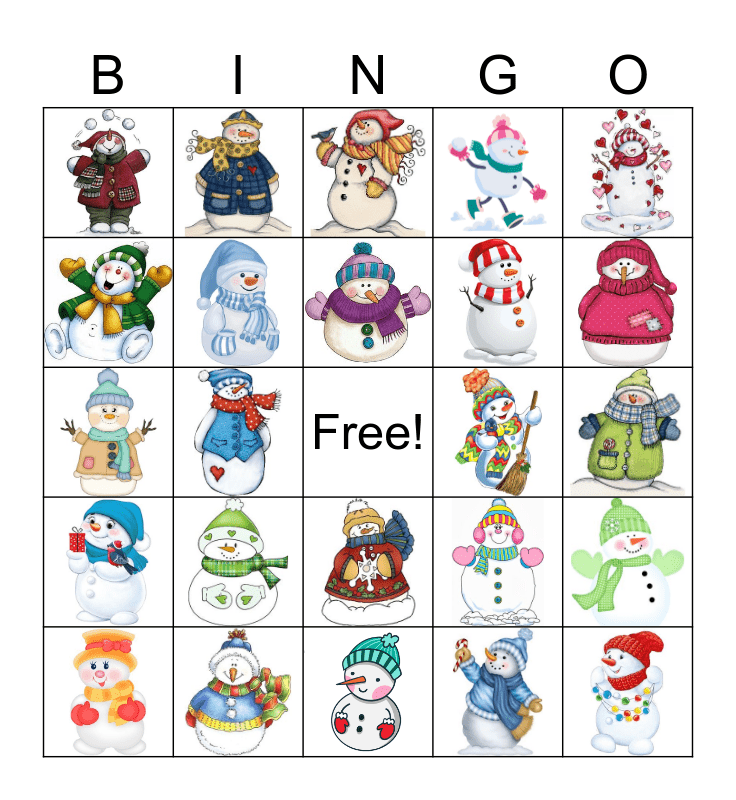 Snowman BINGO Card