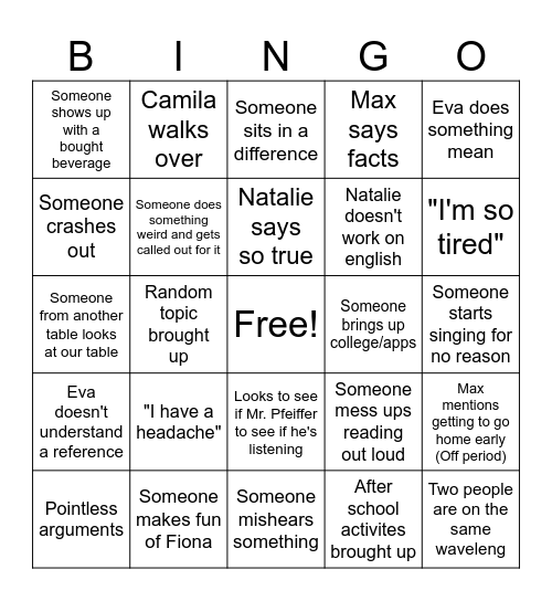 AP Lit Bingo Card AP Lit Bingo Card