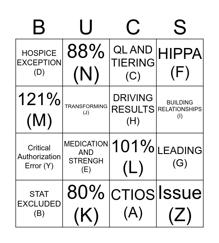 Bucs Bingo Card