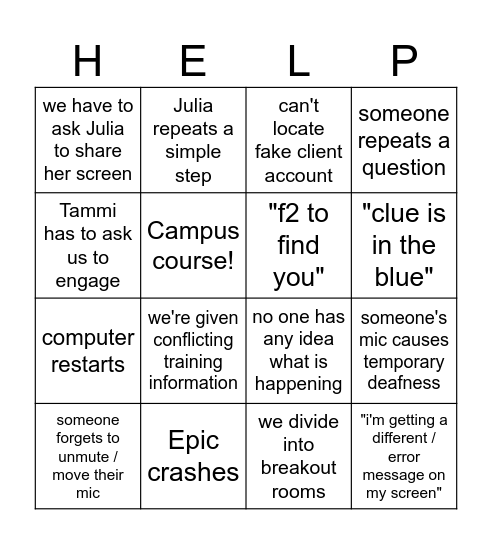 Foundations Bingo Card