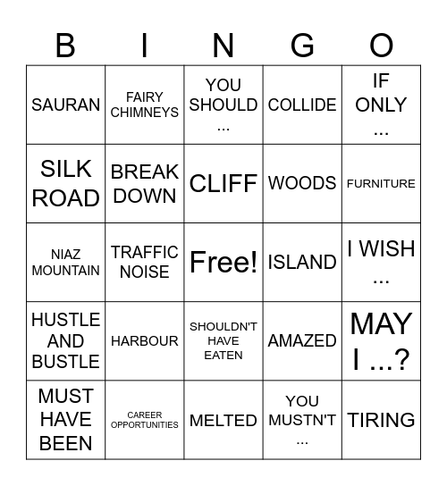 unit 3 Bingo Card