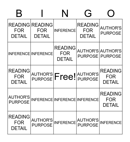 Reading BINGO Card
