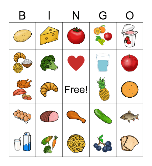 Les aliments - Gr. 1 Bingo Card