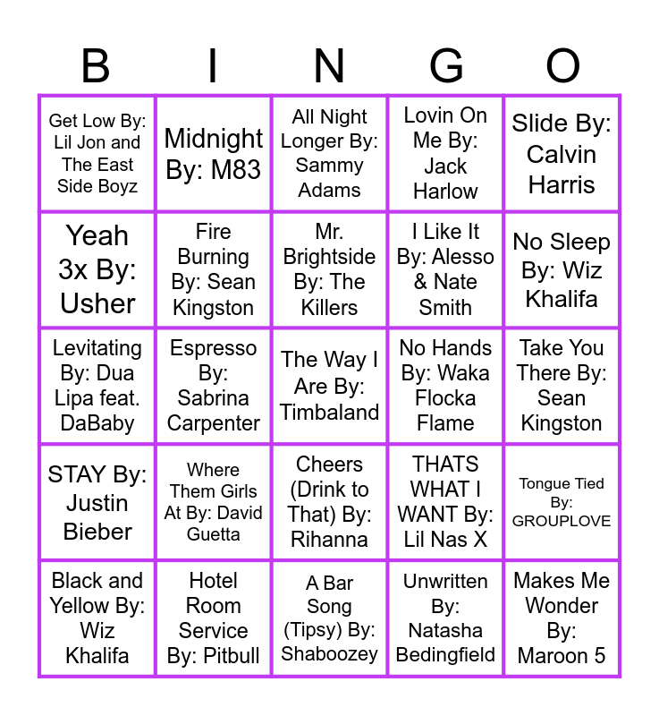 Blackout Round 1 Bingo Card