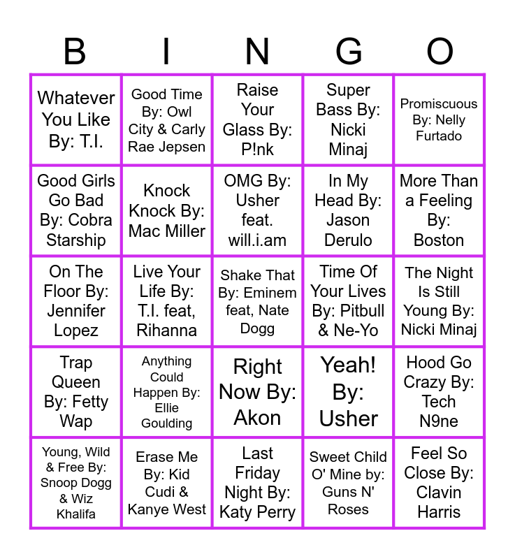 Blackout Round 2 Bingo Card