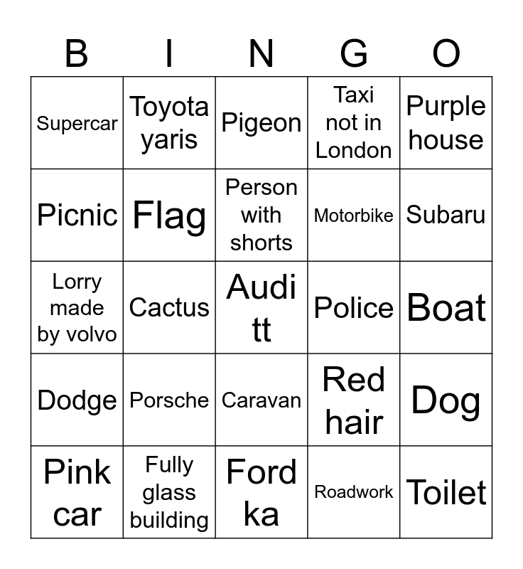 Google map bingo Card