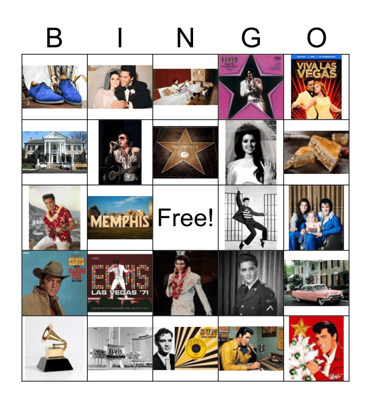 Elvis Bingo Card