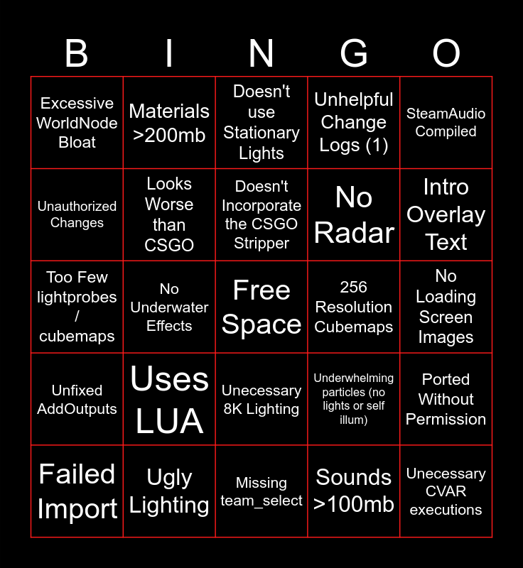 CS2 ZE Port Bingo Card