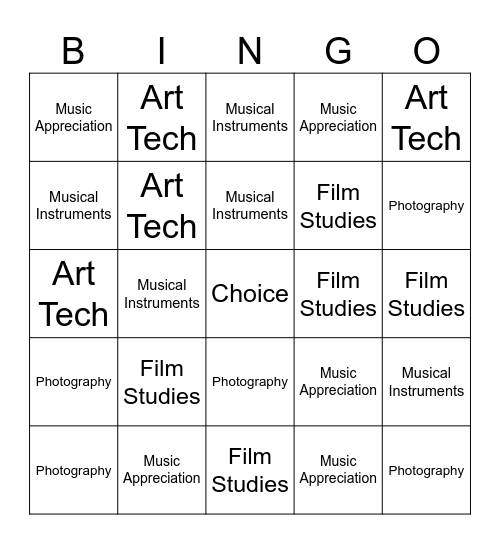 Art Bingo Card