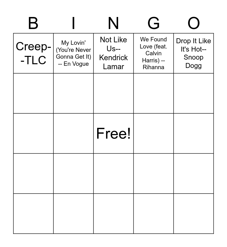 Buggy Bingo Card