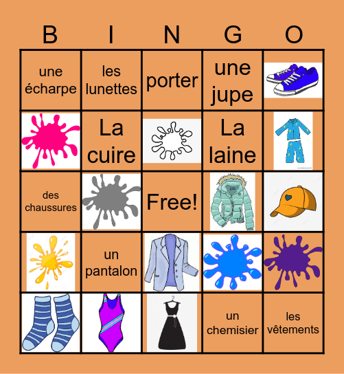 French Clothing and Accessories Bingo Card