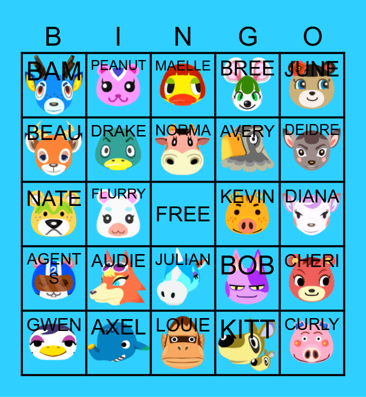 ACNH Villager Hunt Bingo Card