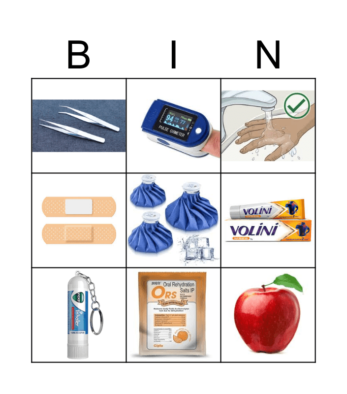 FIRST AID BINGO Card