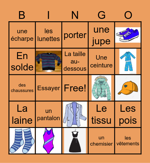 French Clothing and Accessories Bingo Card