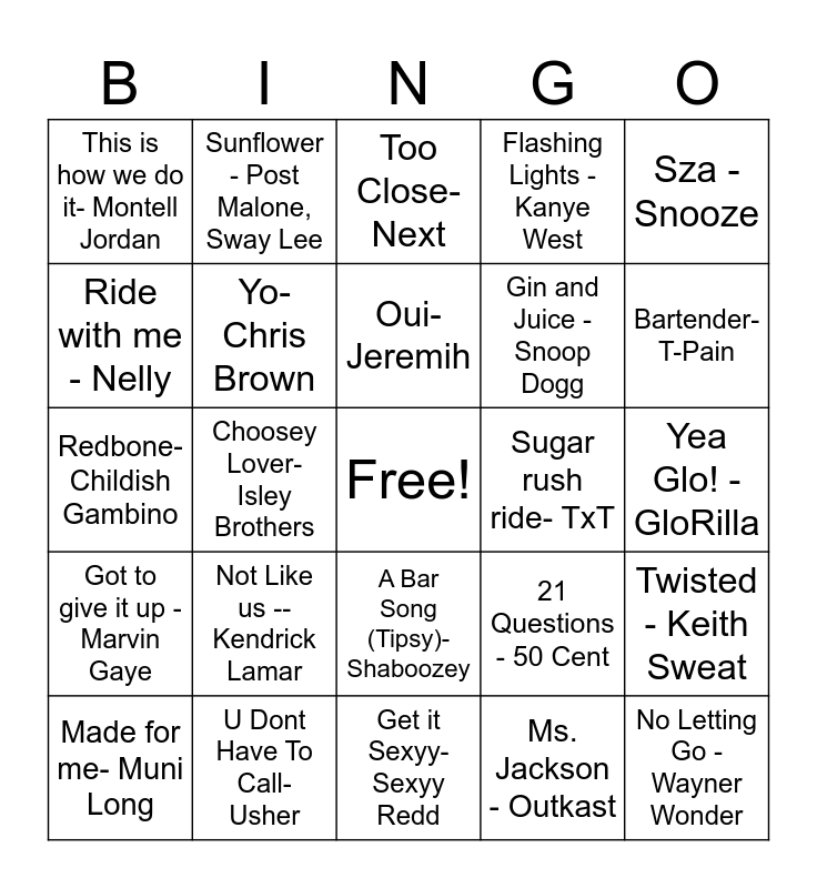 Buggy Bingo Card