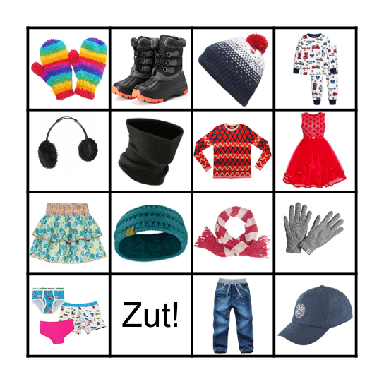 Les vêtements Bingo Card