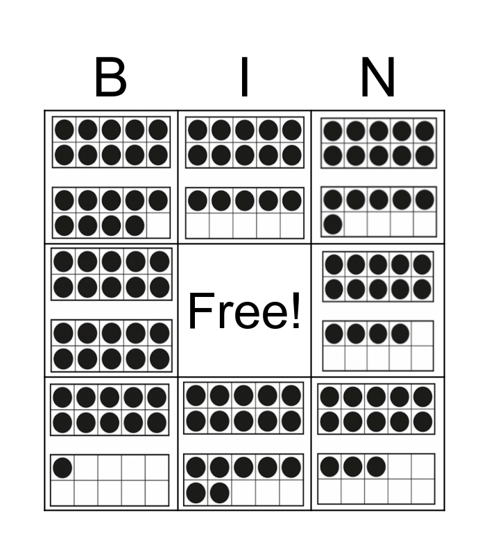 Double Ten Frames Bingo Card