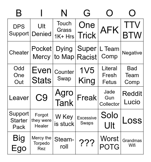 Overwatch Bingo Card