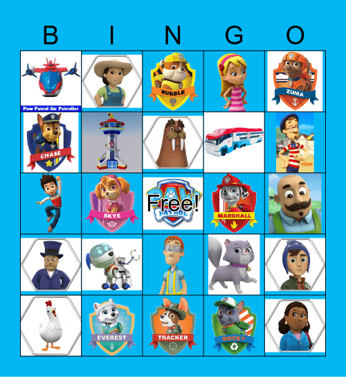 PAW PATROL BINGO Card