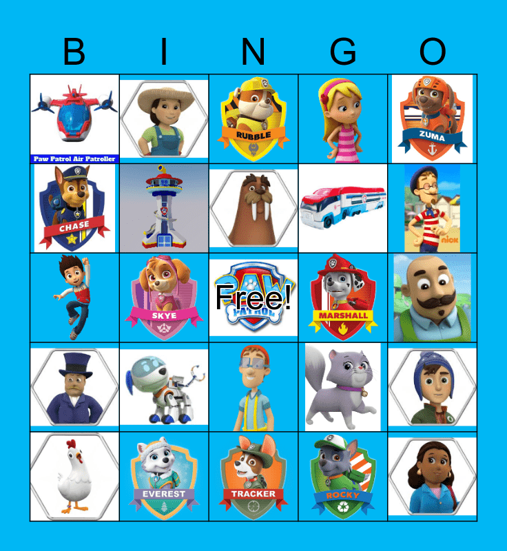 PAW PATROL BINGO Card