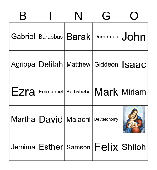 BIBLICAL NAME BINGO Card