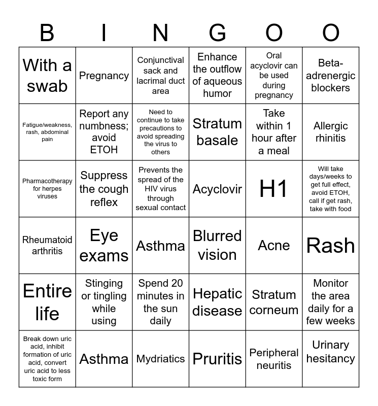 EXAM 3 BINGOO Bingo Card