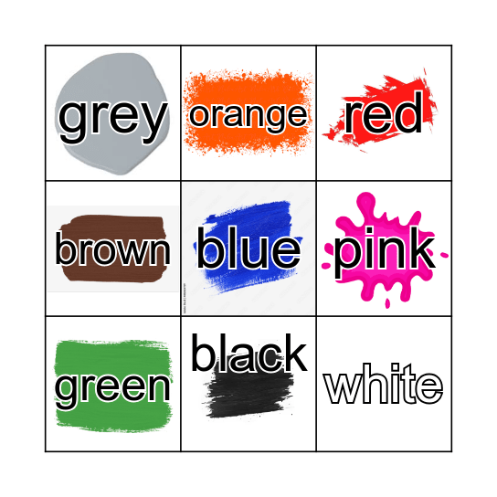 Colours Bingo Card