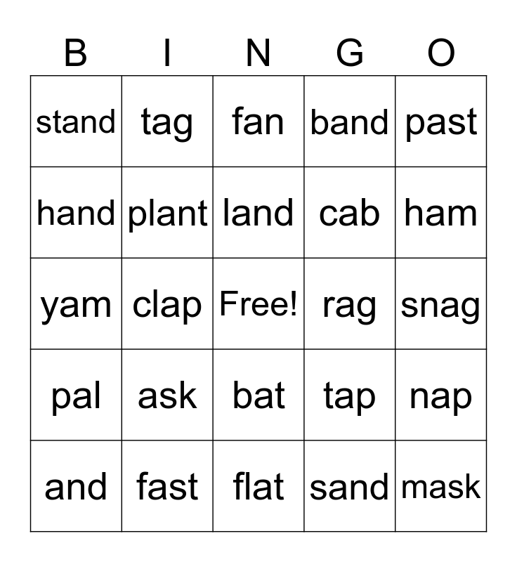 Level 1, Lesson 1 (Words) Bingo Card
