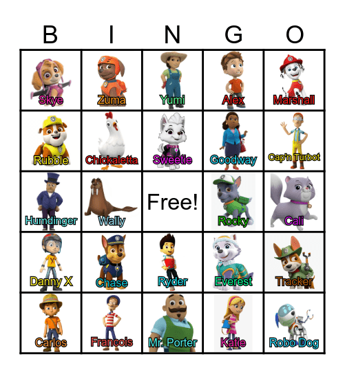 Paw Patrol Bingo Card