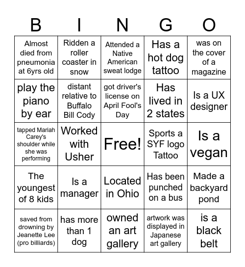 Silent Bingo Card