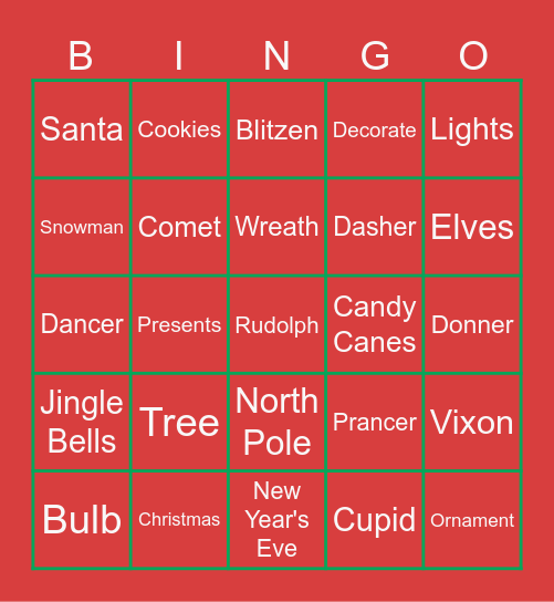 Holiday BINGO Card