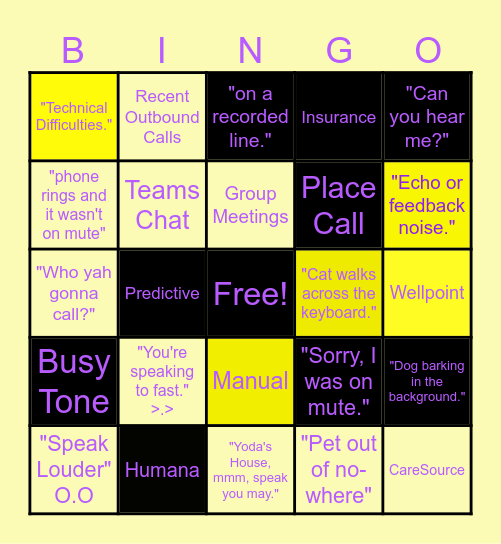 Matrix Bingo Card