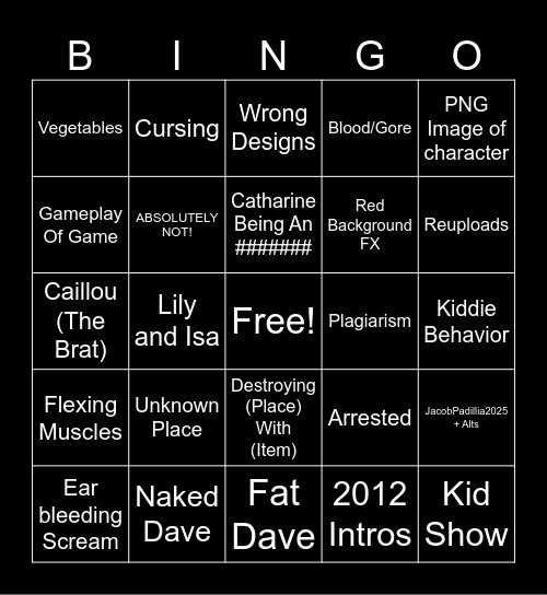 Childish Dad Bingo Card