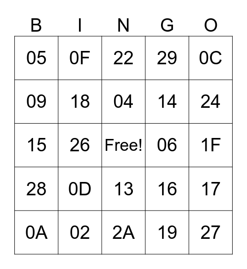 Declined Code Bingo Card