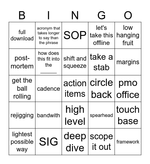 Lingo Bingo Card