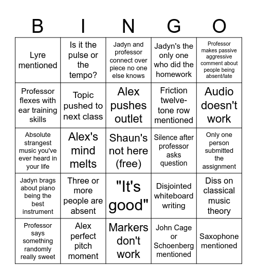 Composition Bingo Card